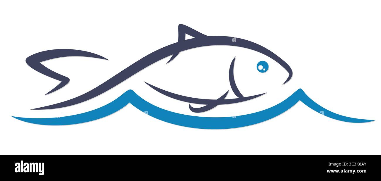 A logo of sea fish with a blue wave Stock Vector Image & Art - Alamy