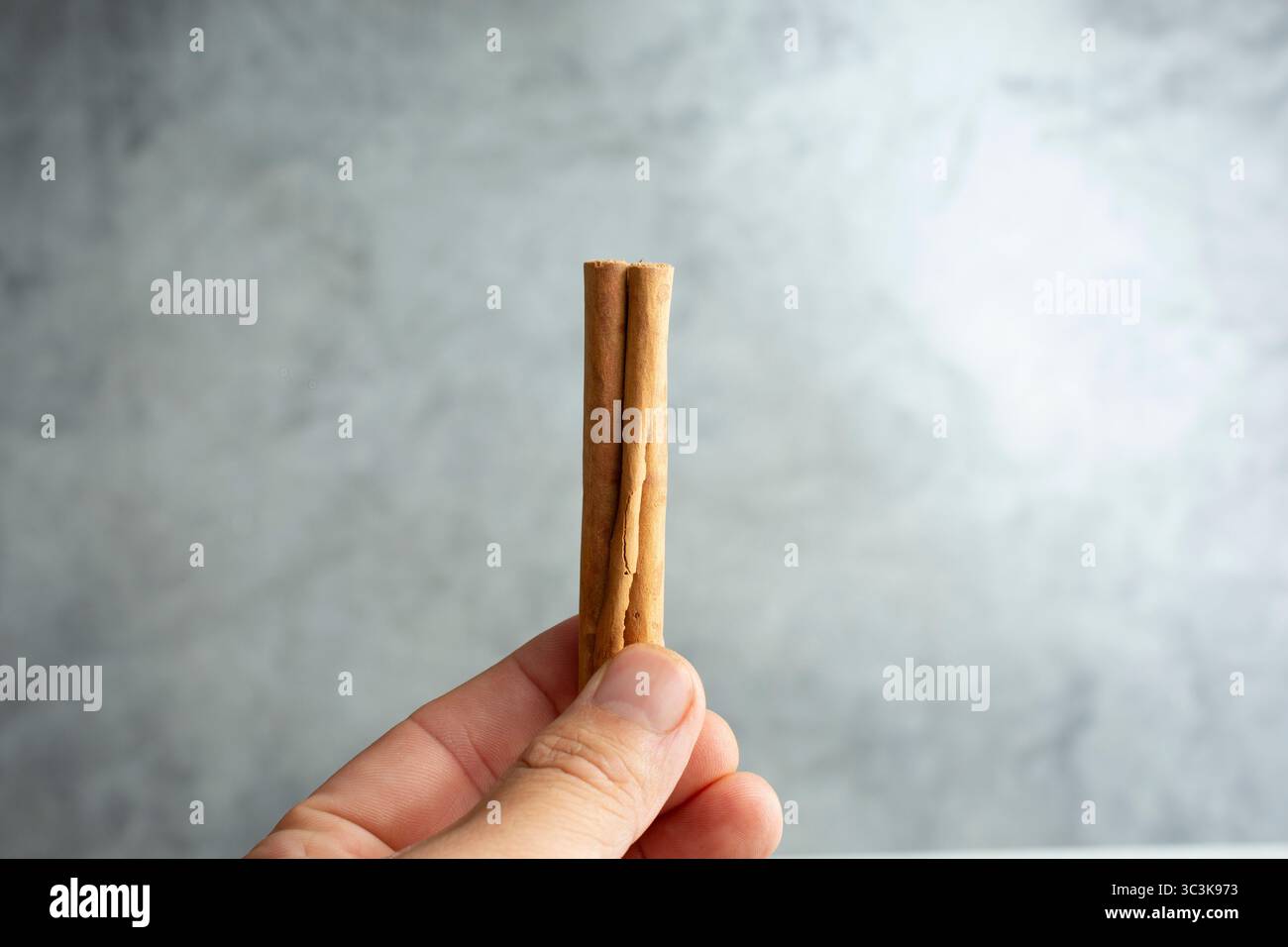 A view of a hand holding a single cinnamon stick Stock Photo - Alamy