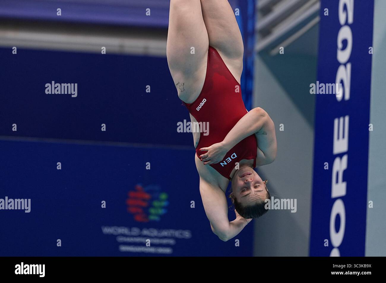 Laura Valore of Denmark competes in the women's 1m springboard diving ...