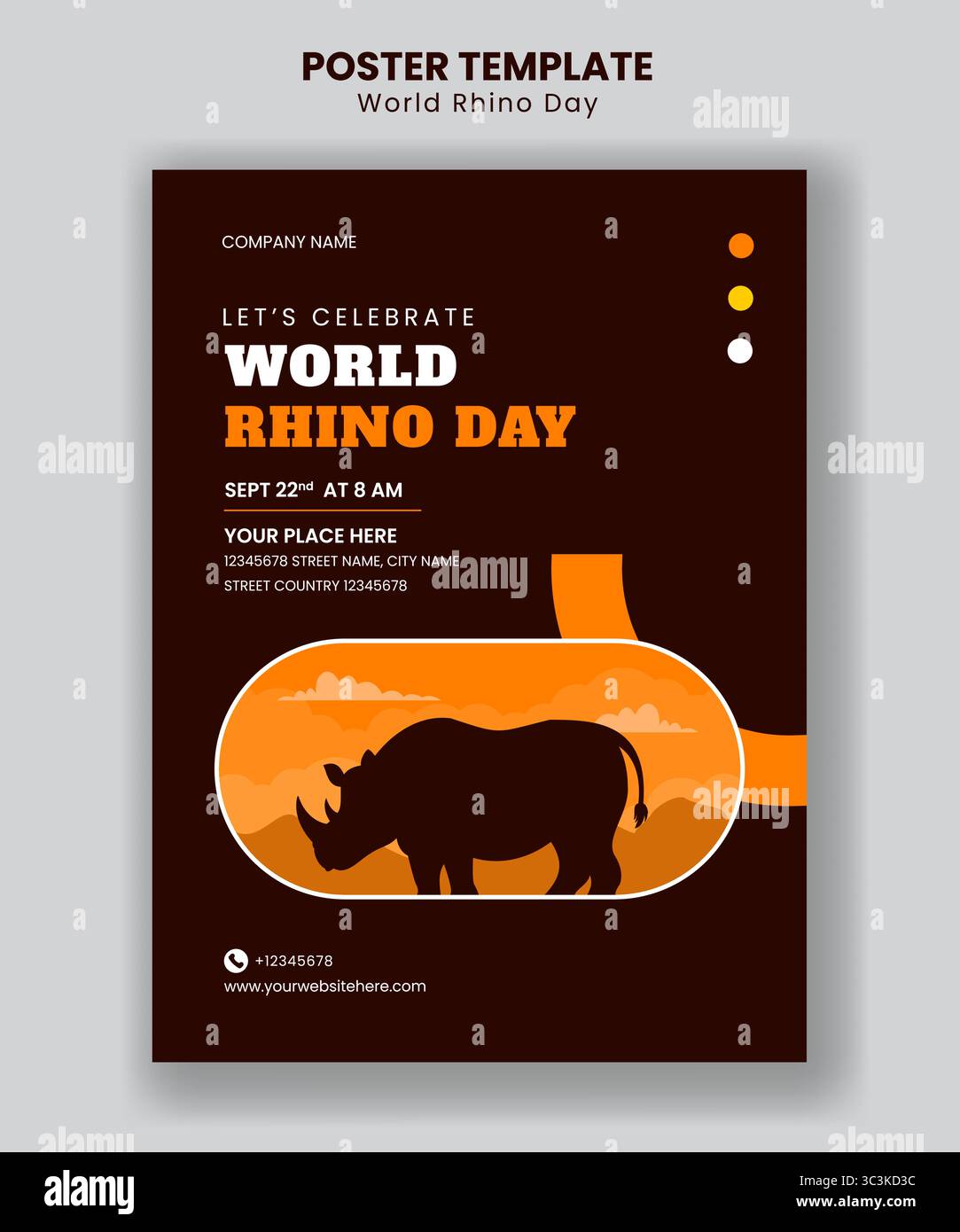 Endangered Species Awareness Vertical Poster for World Rhino Day in ...