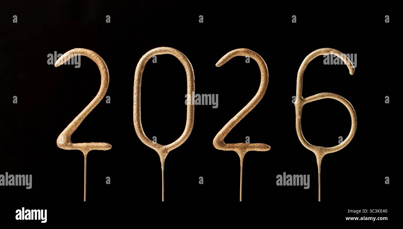 Gold new year 2026 numbers hi-res stock photography and images - Alamy