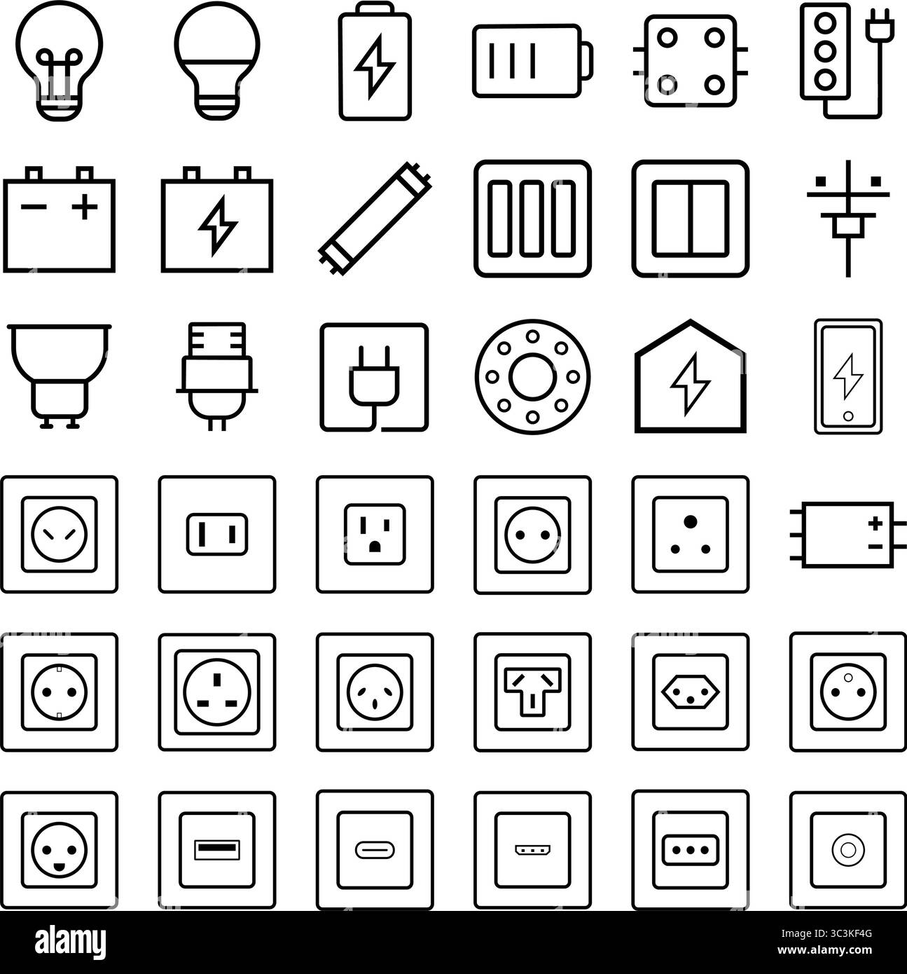 Electricity icon set. Electricity line icon design set Stock Vector Image & Art - Alamy