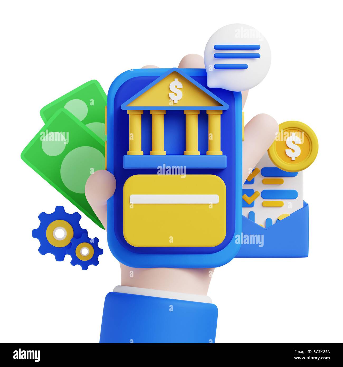 Mobile Banking 3D Animated Concept Stock Photo - Alamy