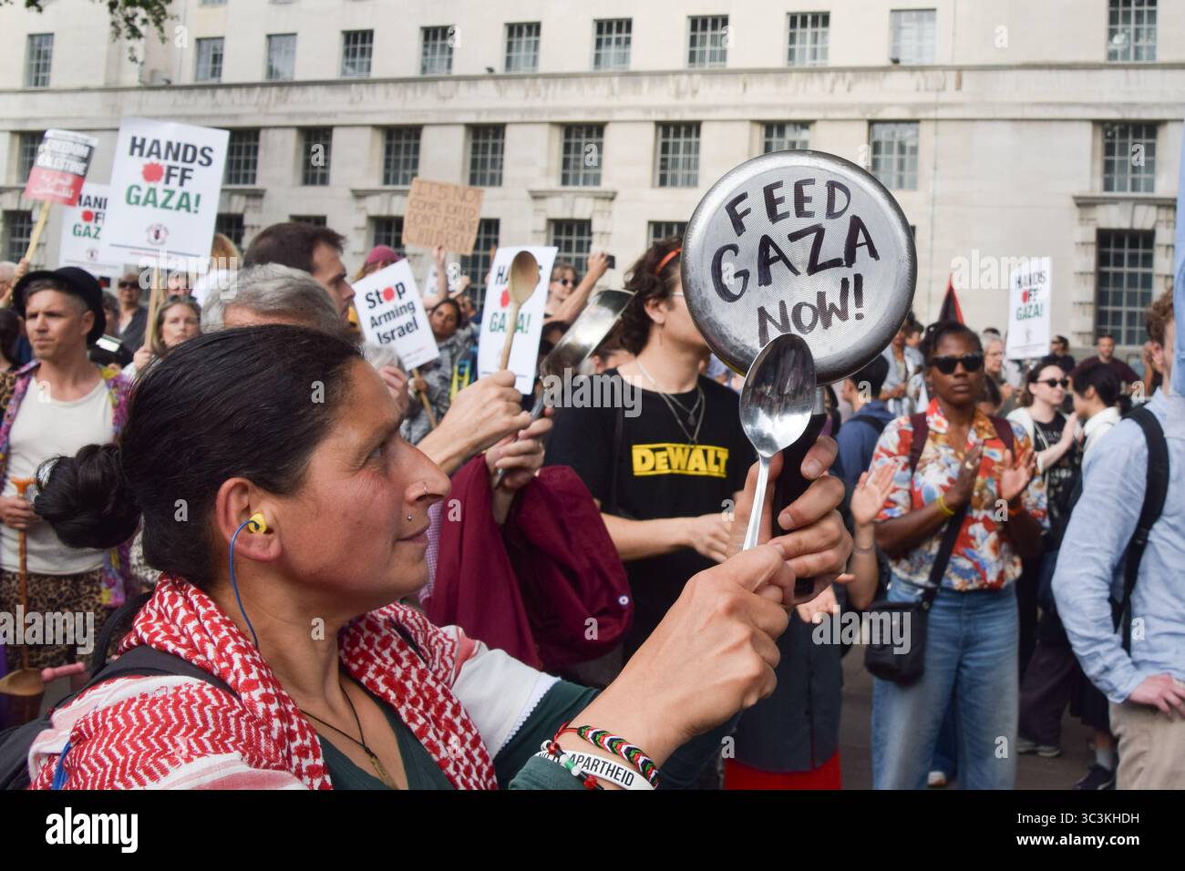 London, UK. 25th July 2025. Protesters gather outside Downing Street ...