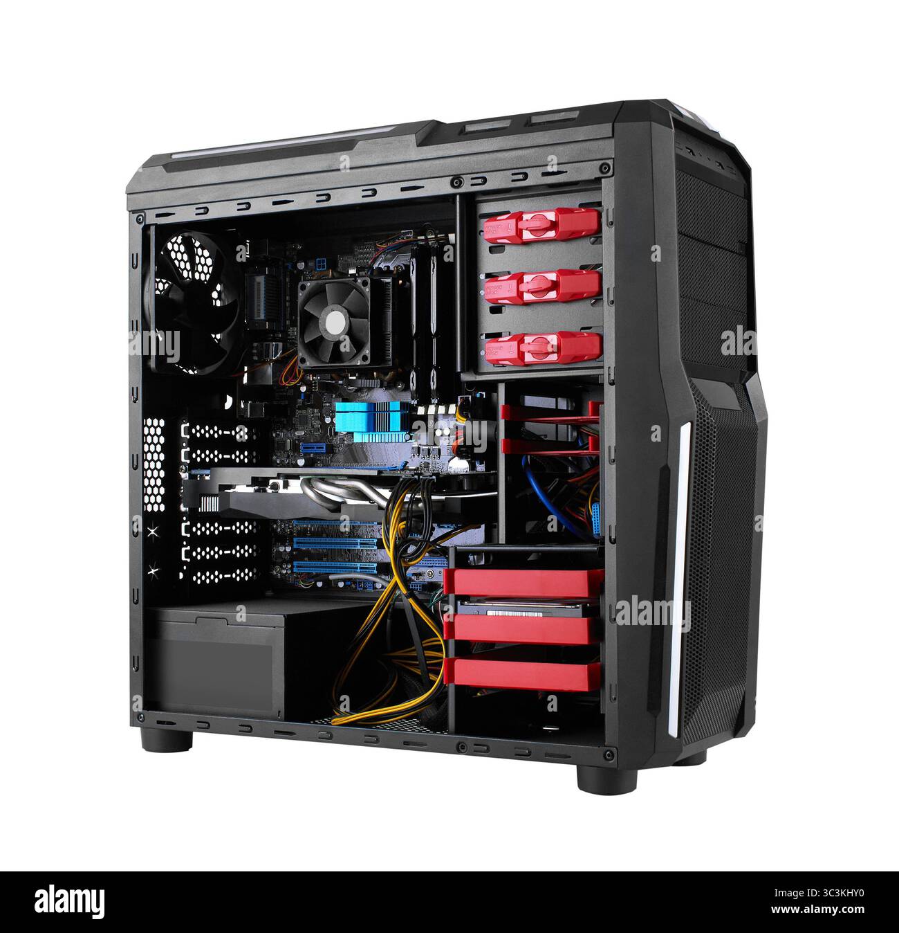 Desktop pc and visible components, Isolated on white background Stock ...