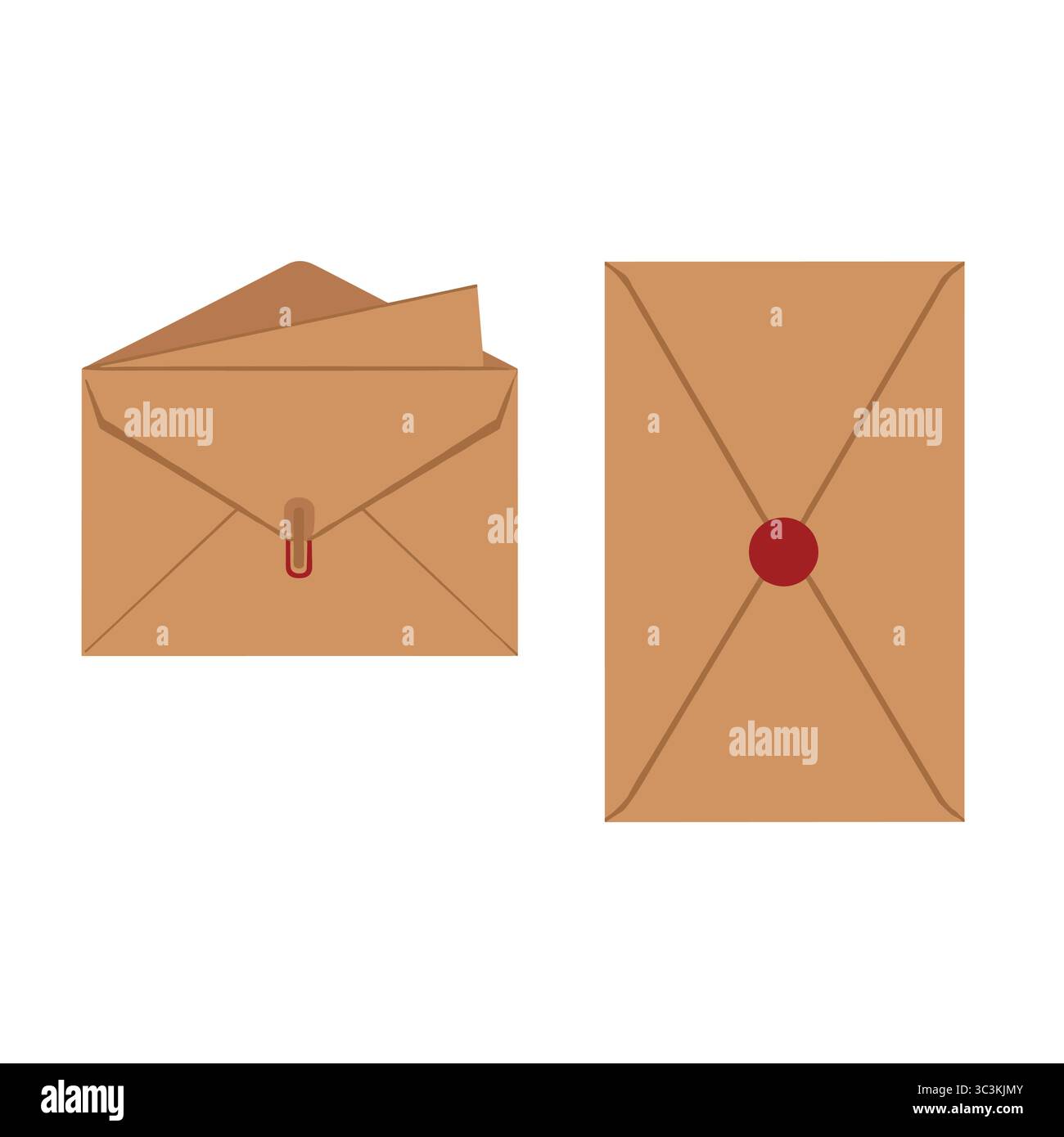 Vintage envelope collection detailed illustration of a wax sealed ...