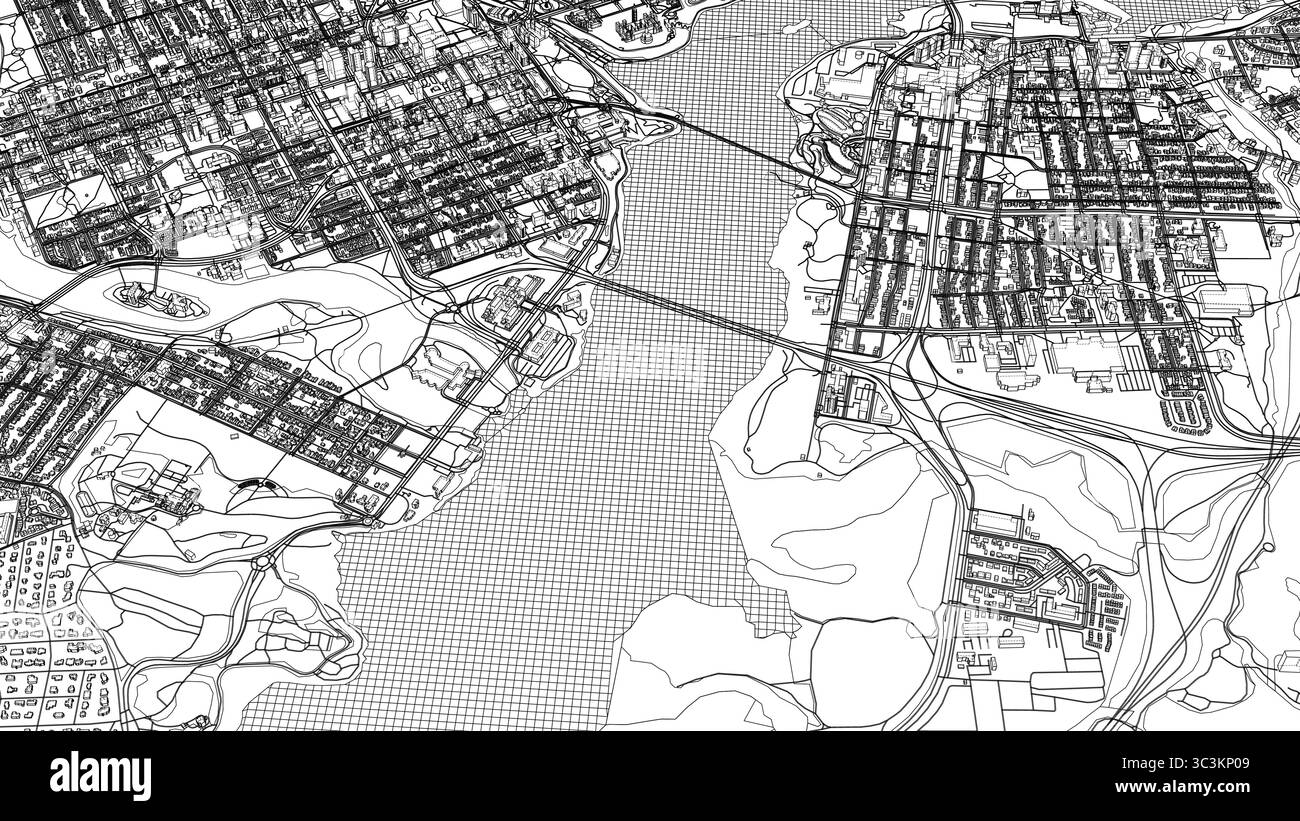 Detailed City Map with River and Bridges Stock Vector Image & Art - Alamy