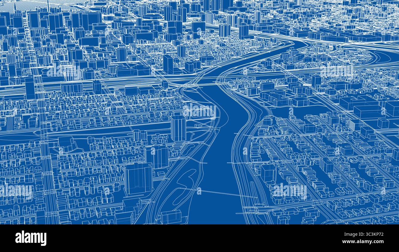 Detailed City Blueprint with River Stock Vector Image & Art - Alamy