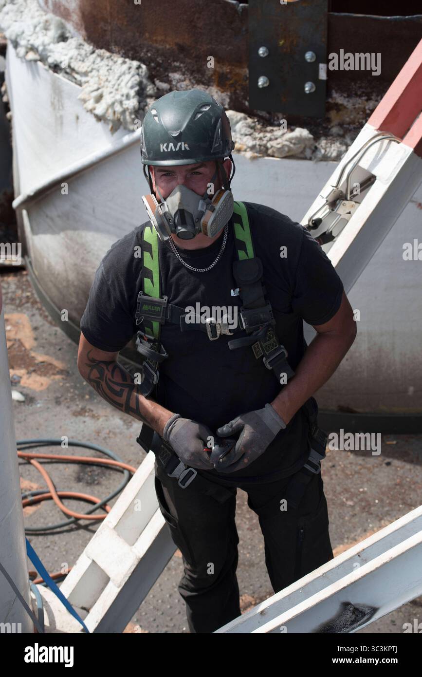 respirator mask or gas mask, prevention of danger at the workplace ...