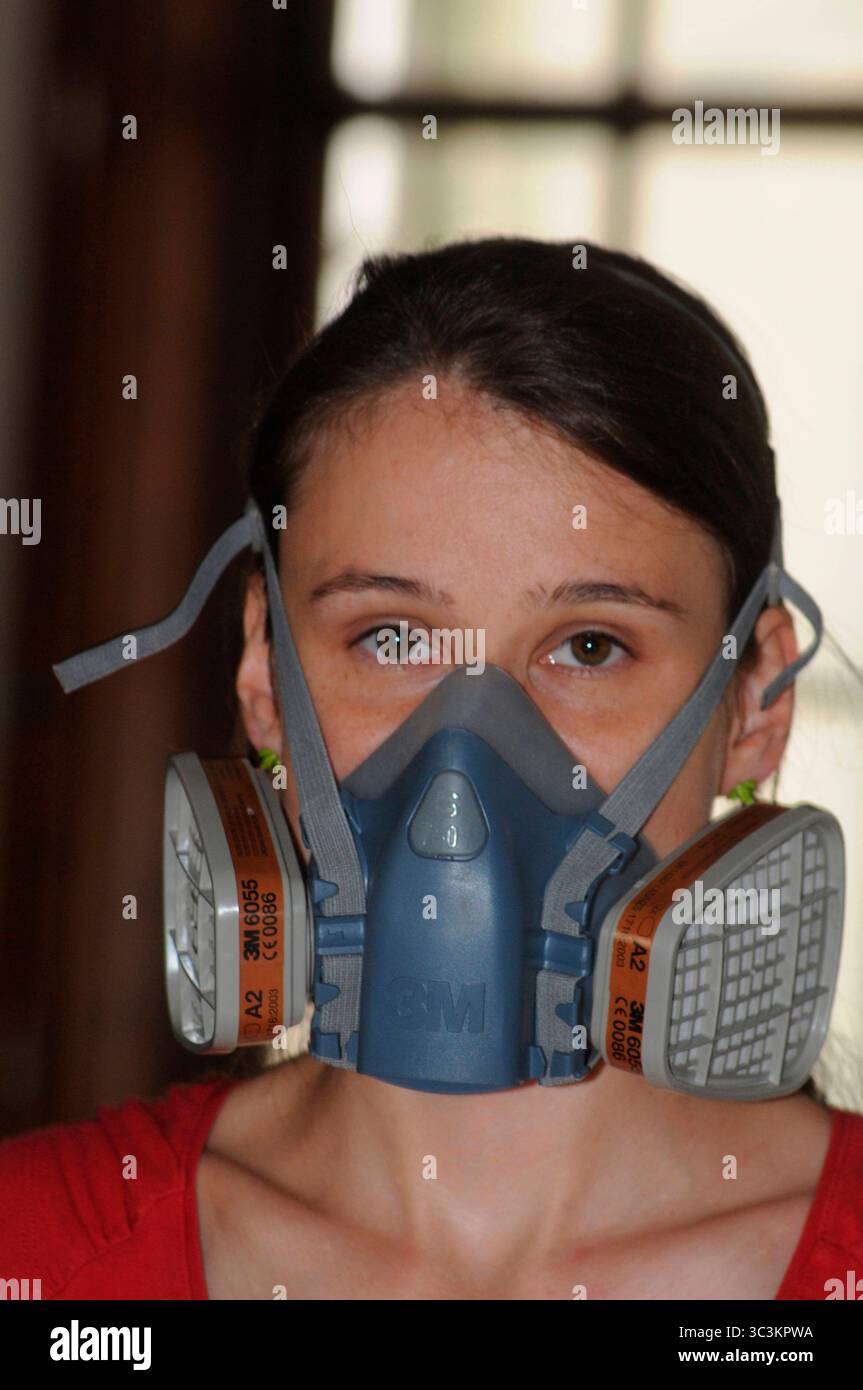 respirator mask or gas mask, prevention of danger at the workplace ...