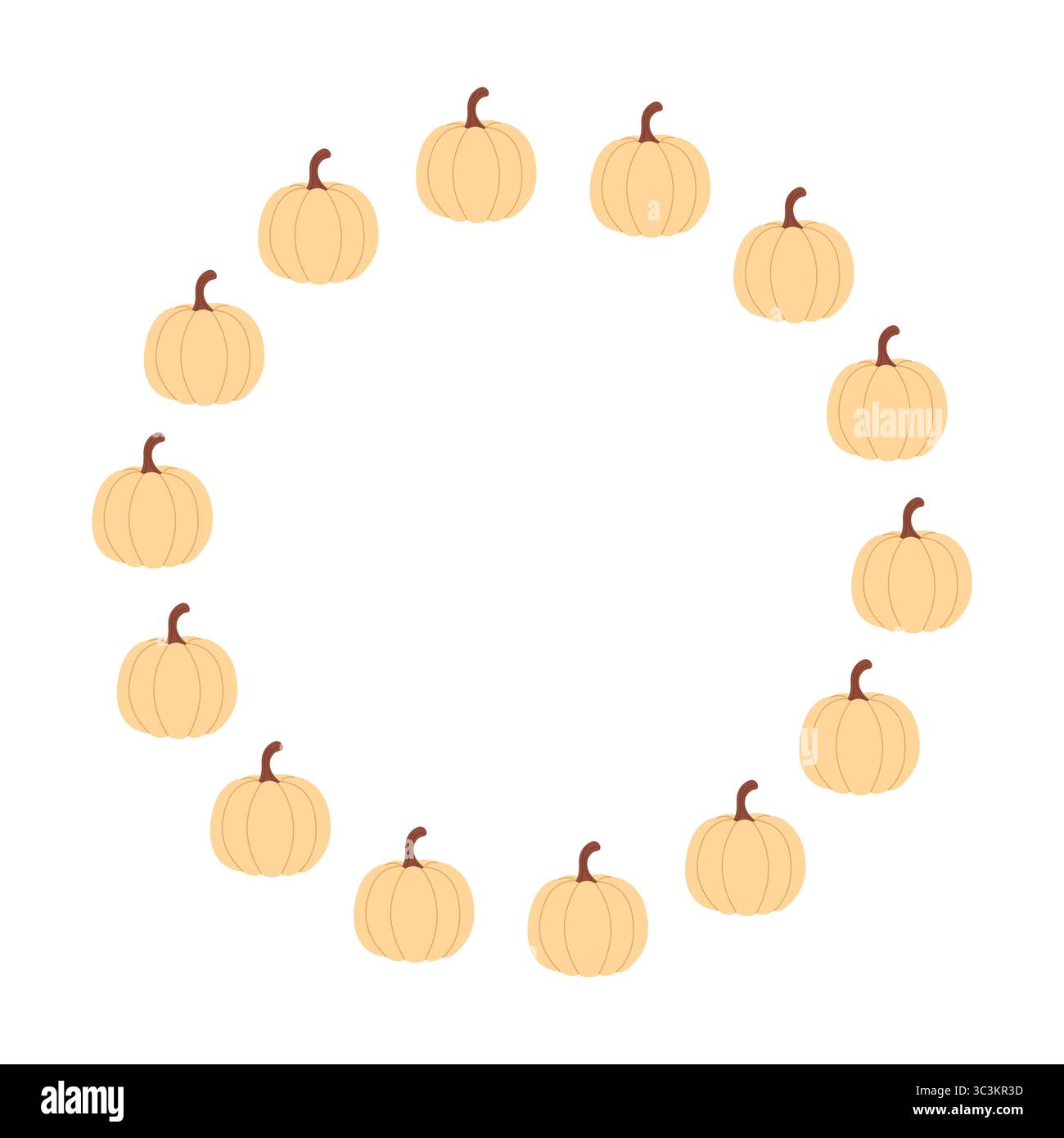Pumpkin circle frame. Cozy autumn pumpkins. Vector flat illustration ...