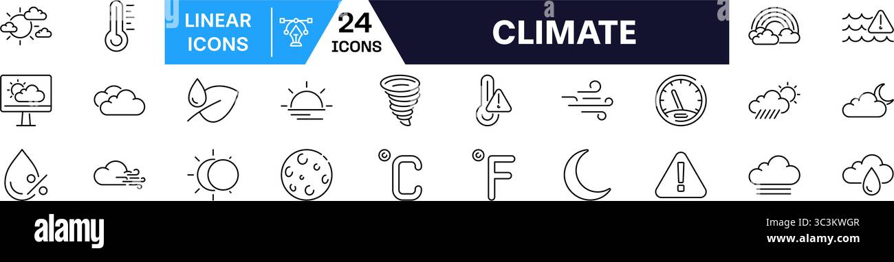 Climate icon set. Weather symbol. Linear style Stock Vector Image & Art ...