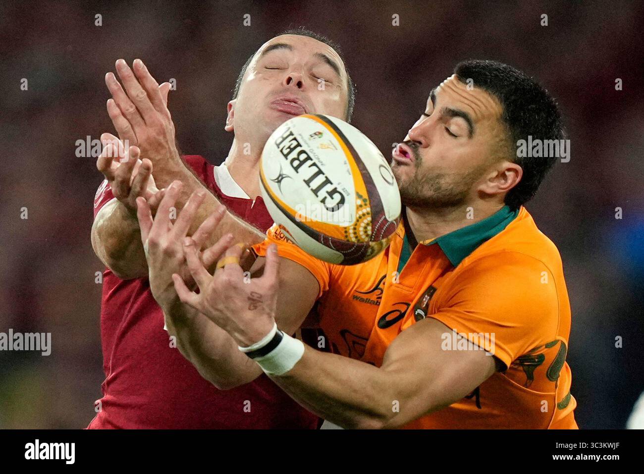 James Lowe of the British & Irish Lions, left, and Australia's Tom ...
