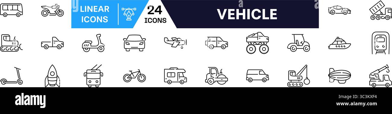 Vehicle icon set. Linear style Stock Vector Image & Art - Alamy