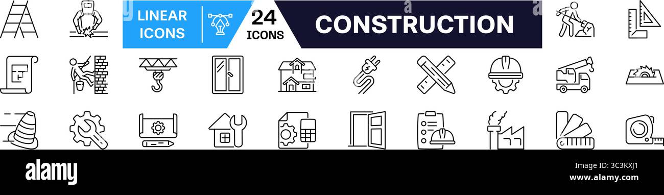 Construction icon set. Linear style Stock Vector Image & Art - Alamy