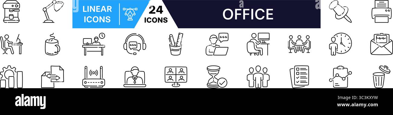 Office icon set. Workplace linear icon Stock Vector Image & Art - Alamy