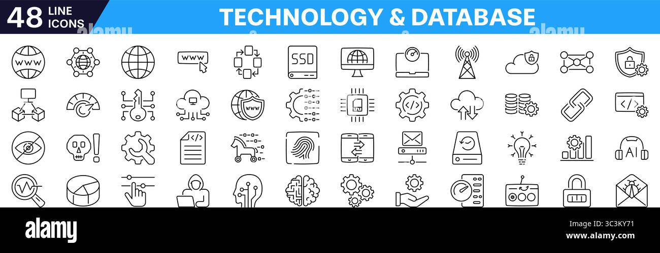 Ecology and database Icon set. Editable stroke. Linear style Stock ...