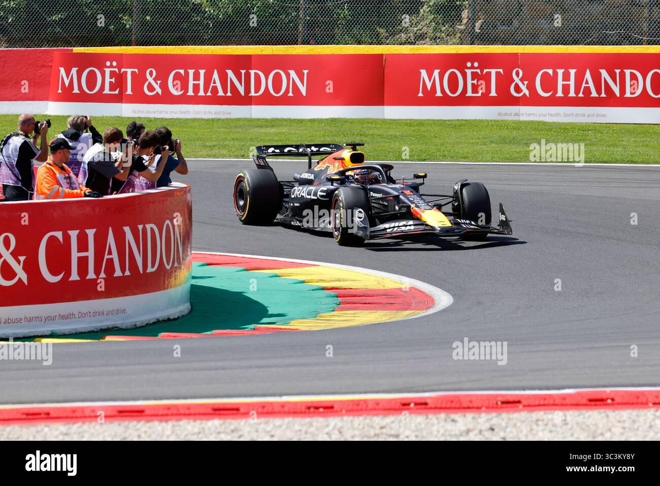 Red Bull driver Max Verstappen of the Netherlands steers his car during ...