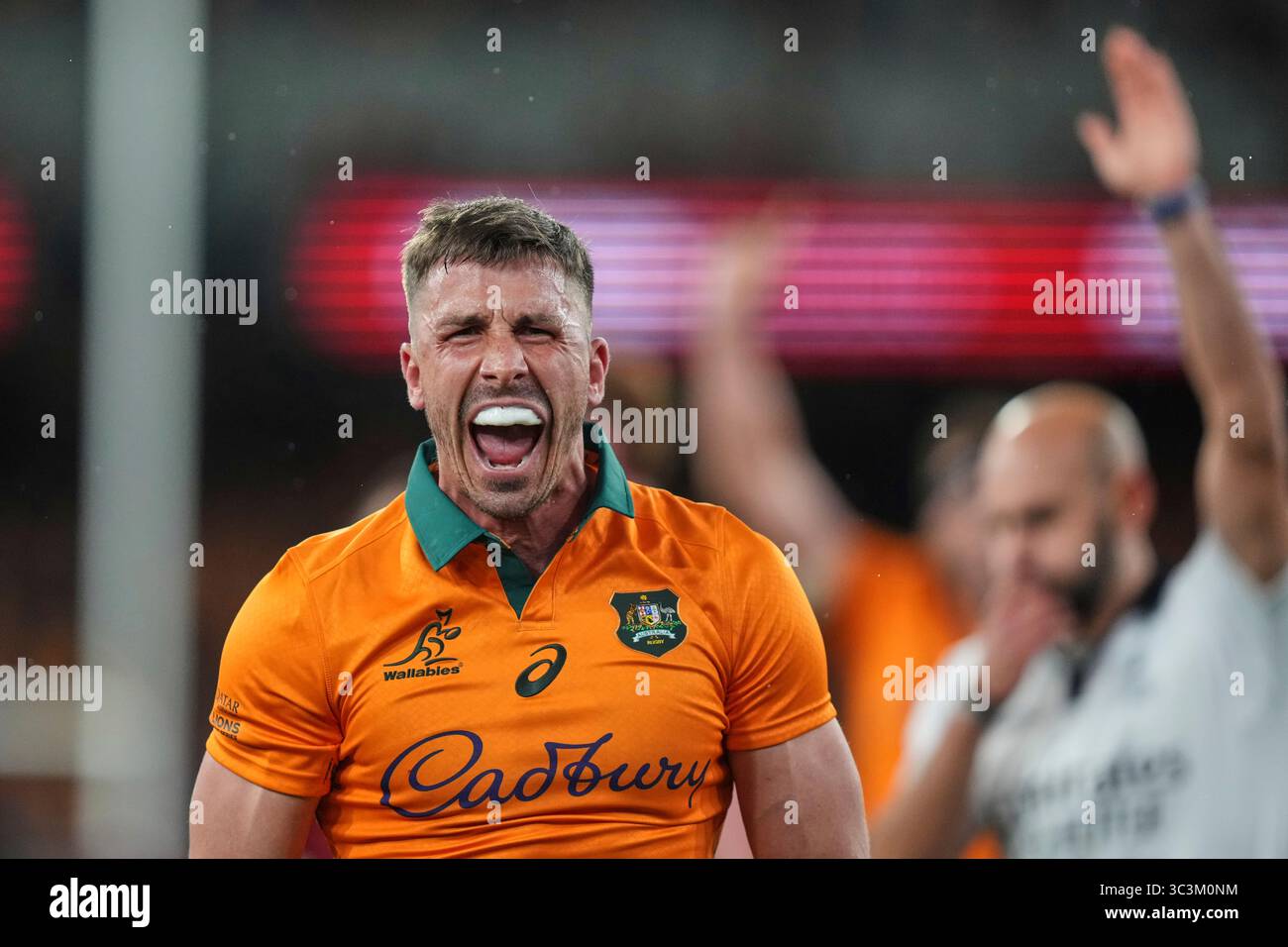 Australia's Jake Gordon celebrates after scoring his side's second try ...