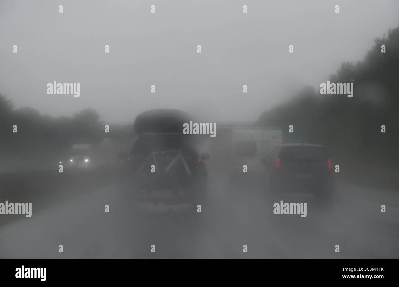 Billund /Denmark 14.August 2018 Heave rain weather in Billund jut ...