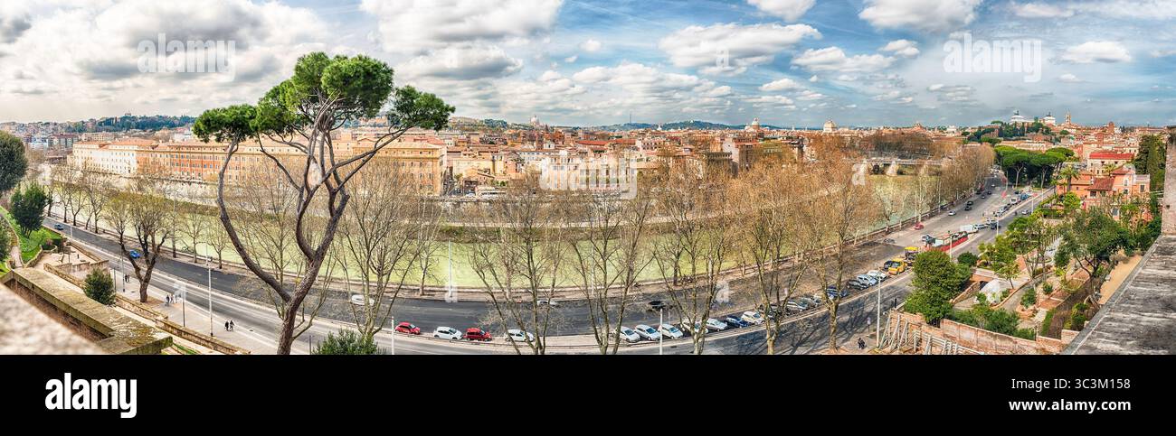 Aerial panoramic view from the top of aventine hill in Rome, Italy ...