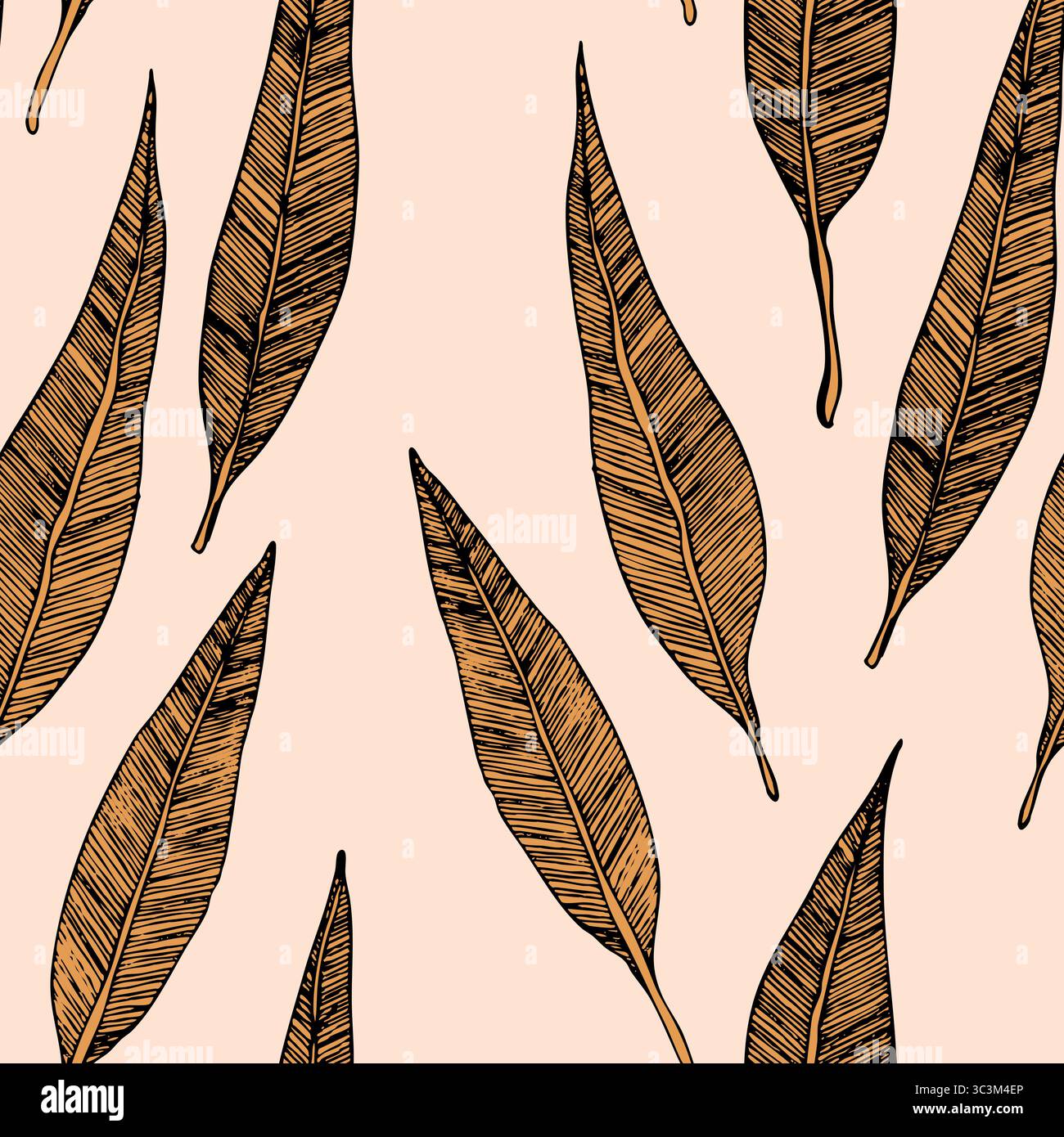 Seamless pattern with eucalyptus. Exotic tropical vector hand drawn ...