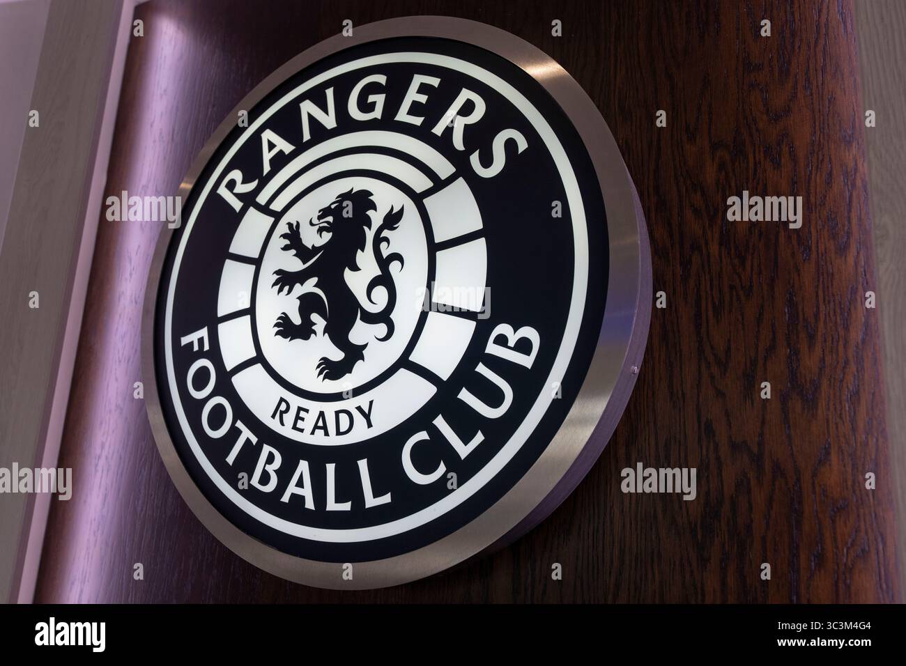 Rangers FC Badge displayed in Argyle House reception during the Pre ...