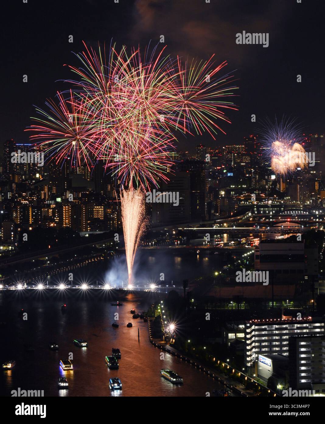 Sumidagawa Fireworks Festival is held over the Sumida River in Tokyo on ...