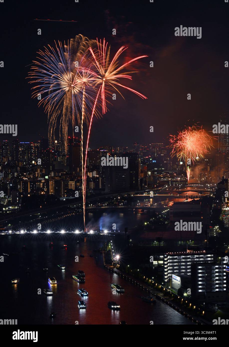 Sumidagawa Fireworks Festival is held over the Sumida River in Tokyo on ...