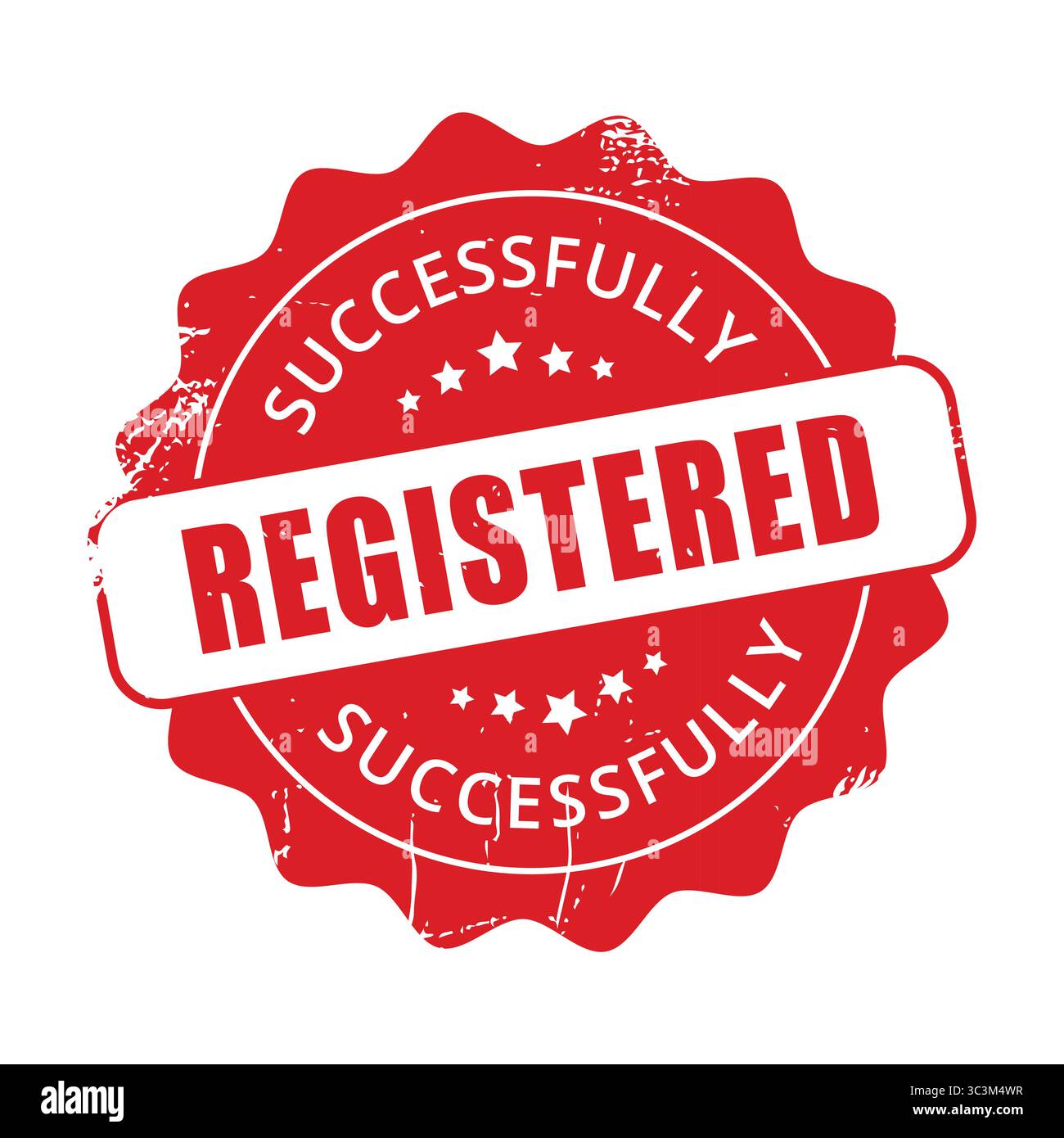 SUCCESSFULLY REGISTERED grunge Red round Badge Stamp Vector Design ...