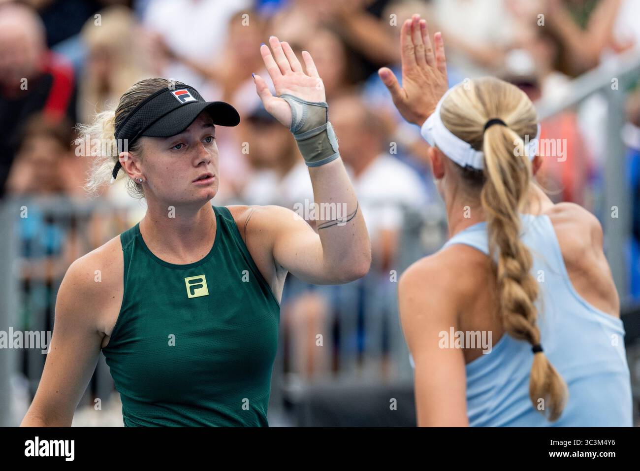 Czech tennis players Laura Samson (right) and Lucie Havlickova play ...