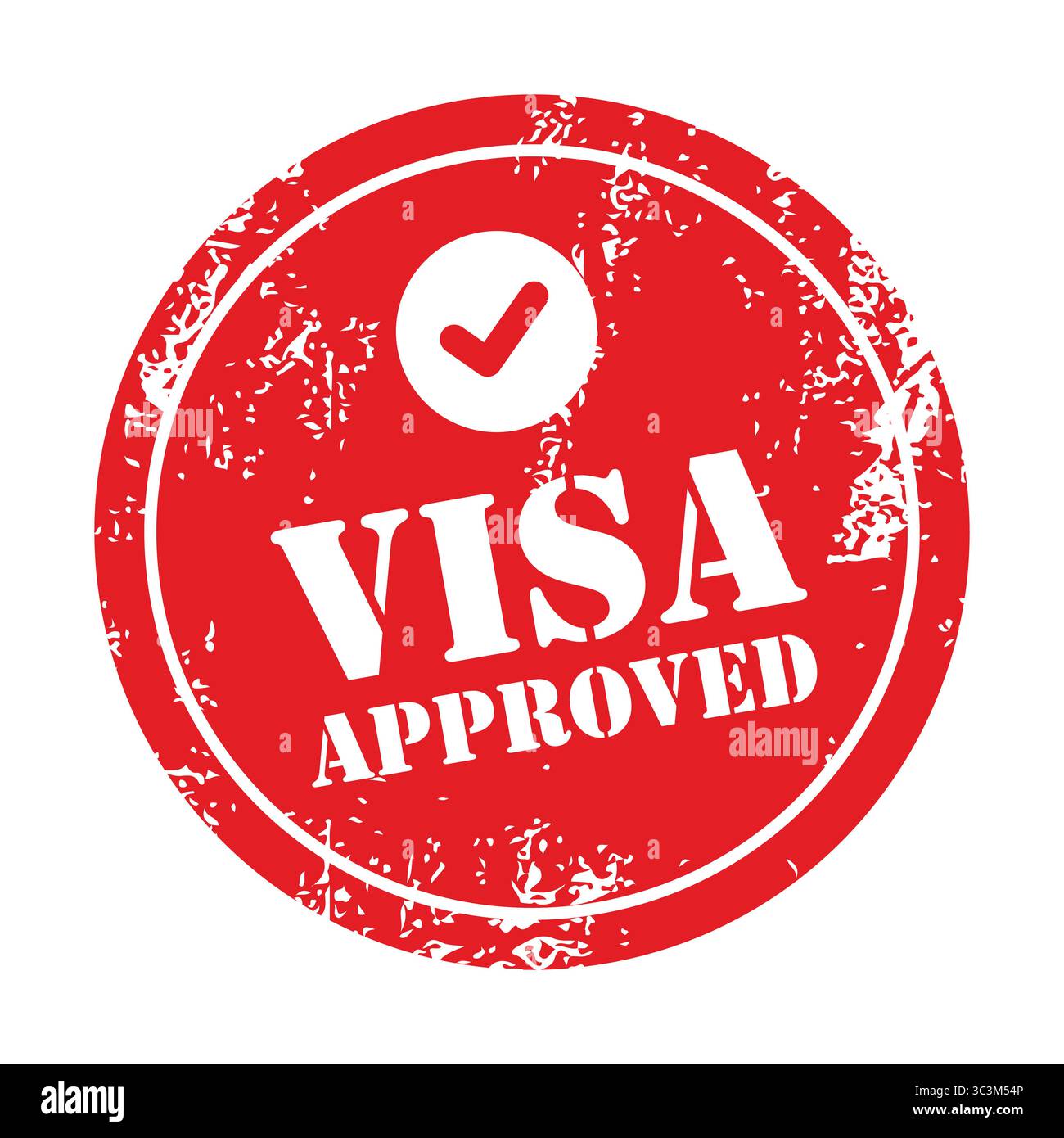 Grunge Red VISA APPROVED Rubber Stamp Vector Illustration. Visa approved red round rubber seal ...