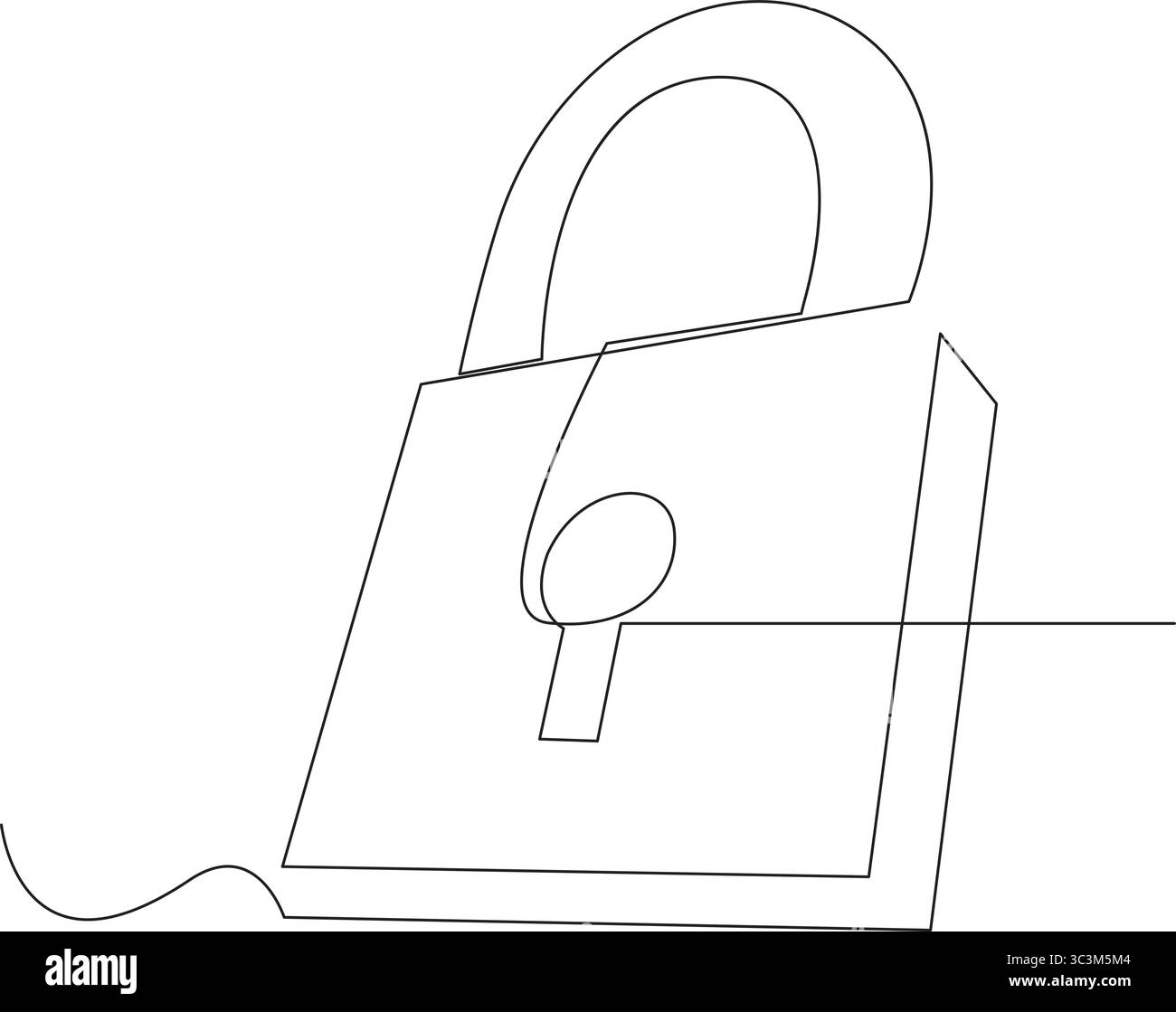 Lock icon continuous one Black and White Stock Photos & Images - Alamy