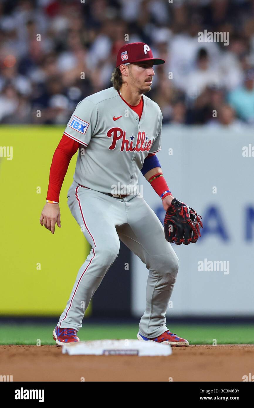 BRONX, NY - JULY 25: Bryson Stott #5 of the Philadelphia Phillies ...