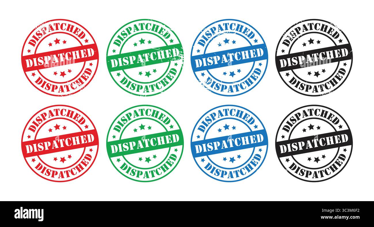 Dispatched Stamp vector set. Dispatched Badge Stamp Vector Collection ...