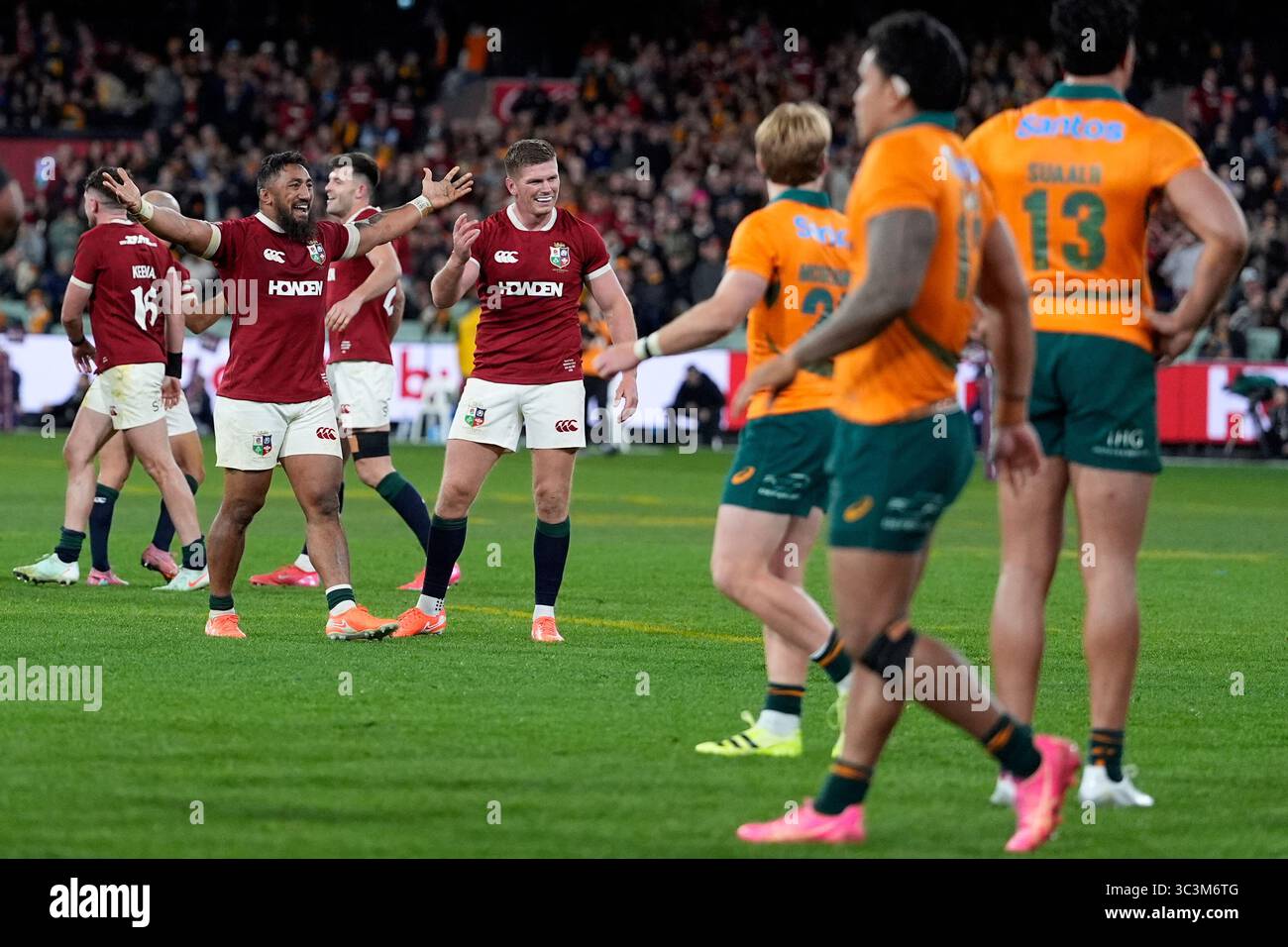 Bundee Aki, left, and Owen Farrell of the British & Irish Lions ...