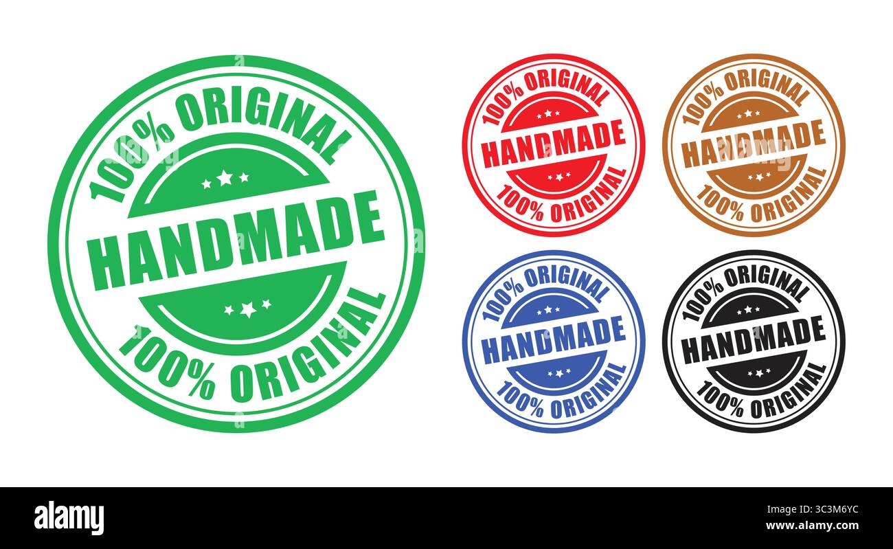 Handmade Stamp Badge Vector Set with 100 Percent Original Labels Stock ...