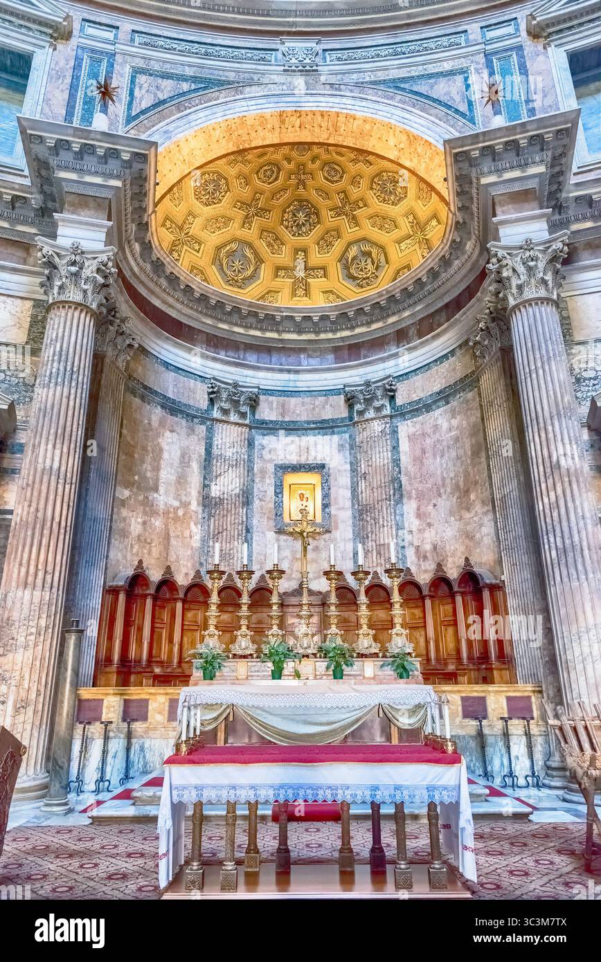 Altar inside the Pantheon, one of the main landmarks in Rome, Italy ...