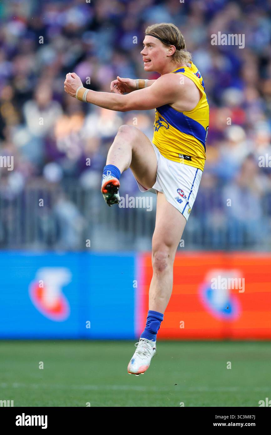 Harley Reid of the Eagles kicks for goal during the AFL Round 20 match ...