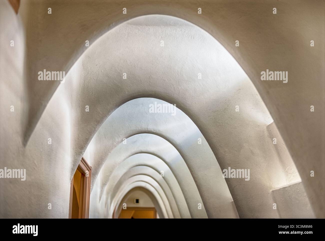 BARCELONA - AUGUST 9: Catenary arcs in the penthouse of Casa Batllo ...