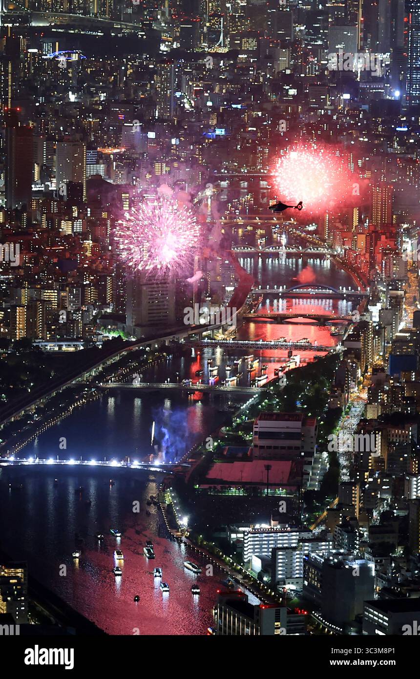 Sumidagawa Fireworks Festival is held over the Sumida River in Tokyo on ...