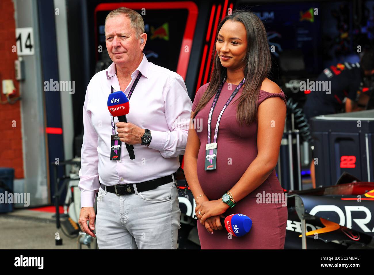 (L to R): Natalie Pinkham (GBR) Sky Sports Presenter with Martin ...