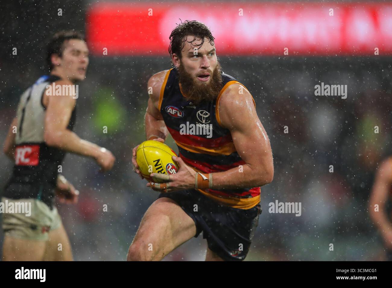 Riley Thilthorpe of the Crows during the AFL Round 20 match between the ...