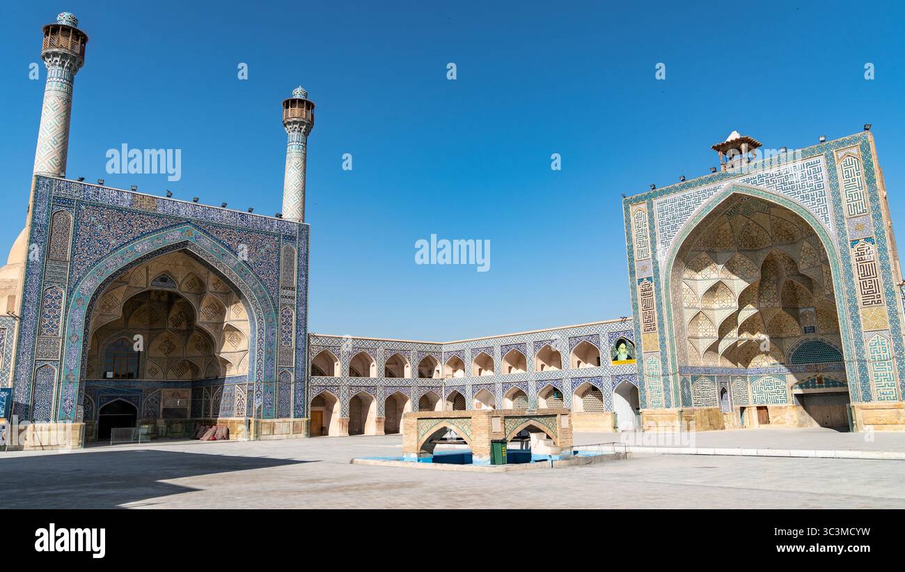 Isfahan, Iran - 14 May 2019: Visitors explore the historic Jameh Mosque ...