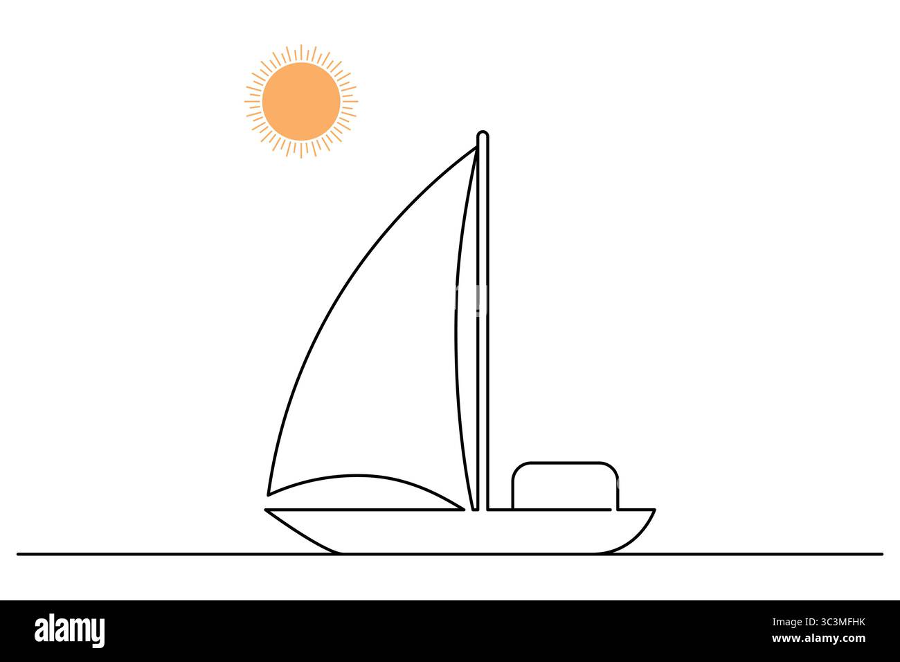 Sailboat single line art drawing continuous vector isolated on white ...