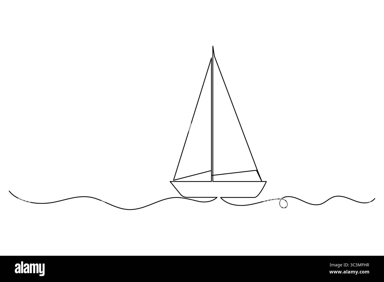 Sailboat single line art drawing continuous vector isolated on white ...