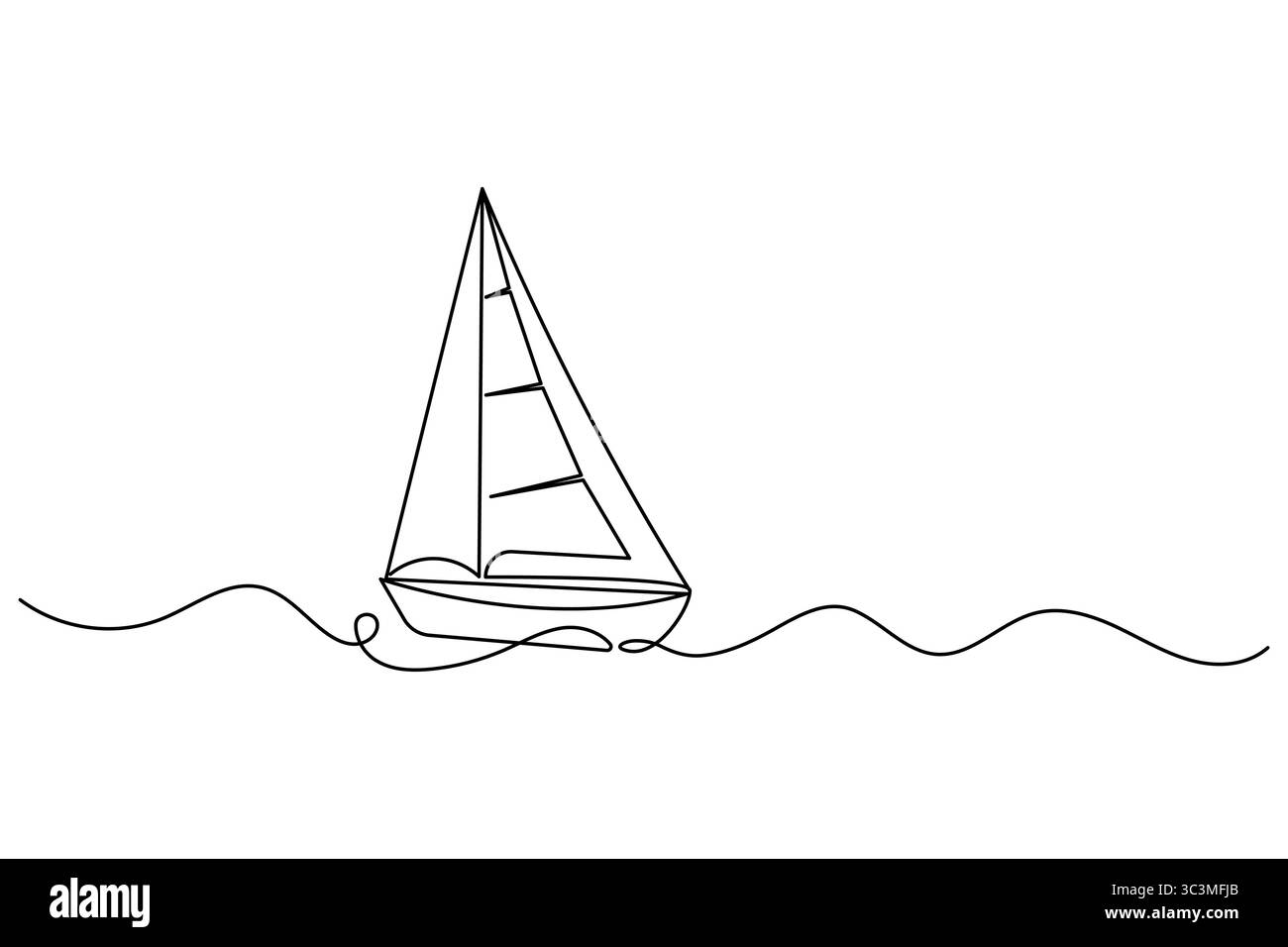 Sailboat single line art drawing continuous vector isolated on white ...