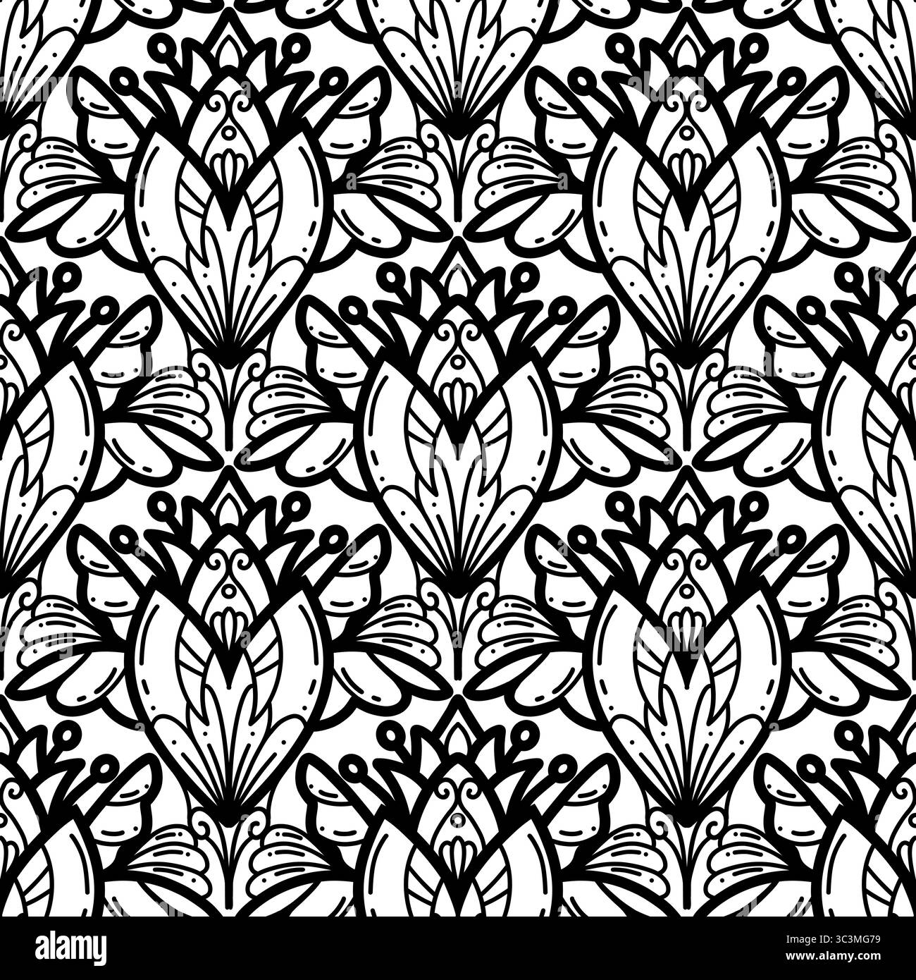 seamless floral scribble pattern background, motifs floral hand drawn ...