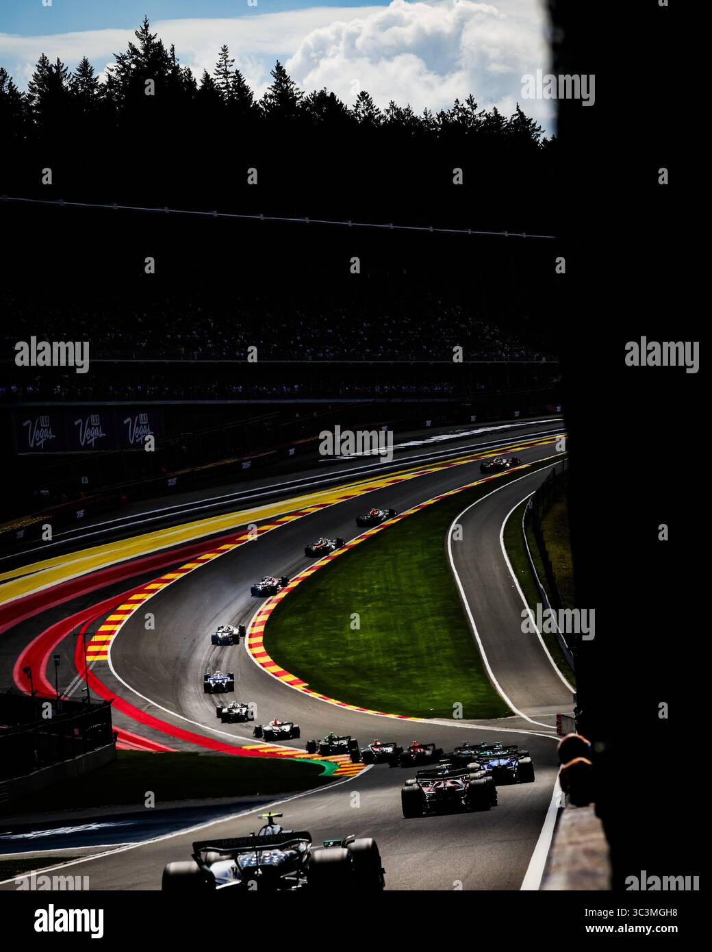Start of the race at eau rouge corner during the 2025 Formula 1 Belgian ...