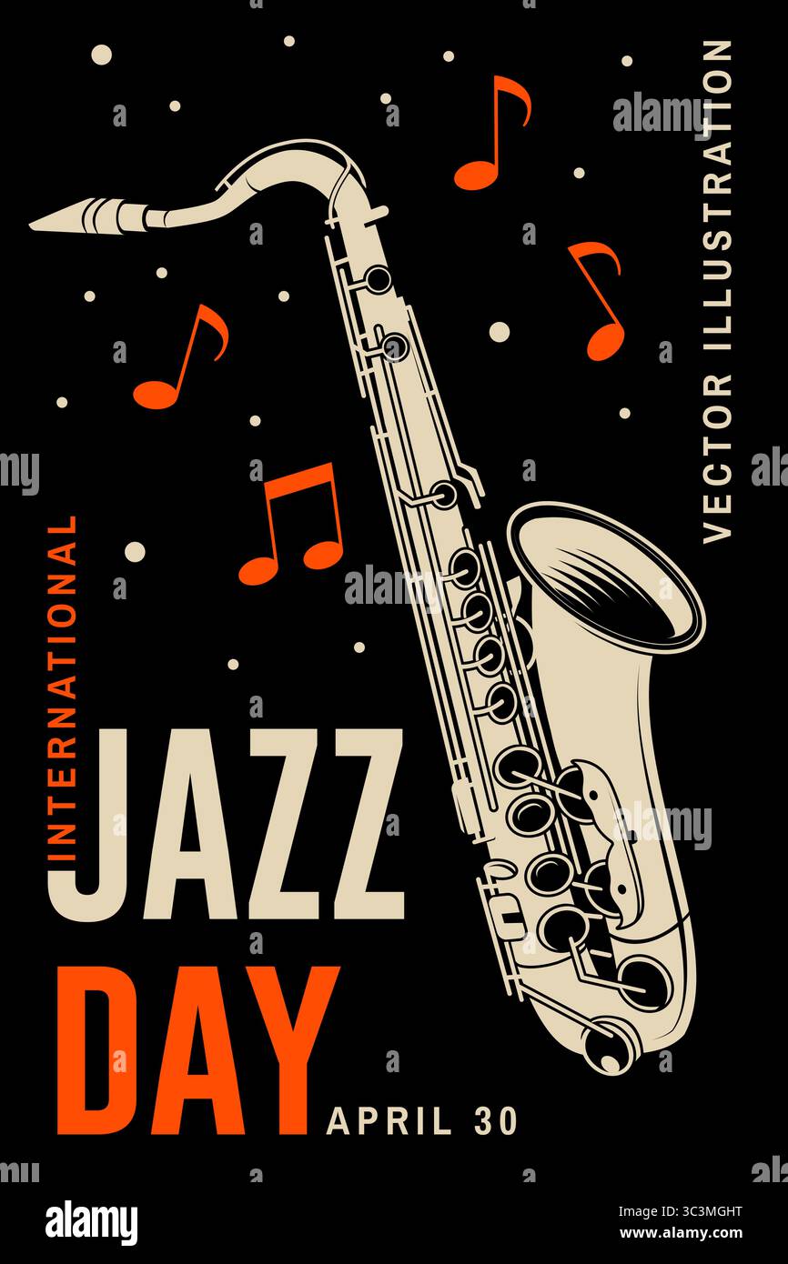 Jazz Day. Poster background template for music festival. Saxophone ...